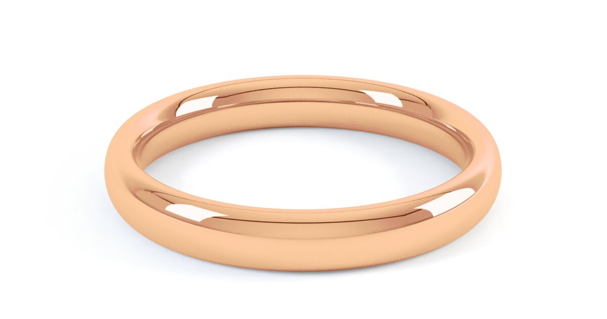 Full Court | 18k Rose Gold 3mm Wedding Ring | Queensmith